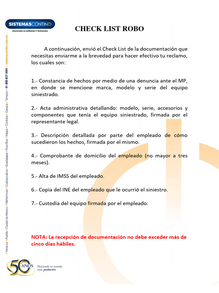 Check List Robo | PDF
