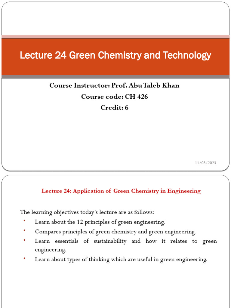 Lecture 24 (26.10.23) | PDF | Engineering | Chemical Reactions