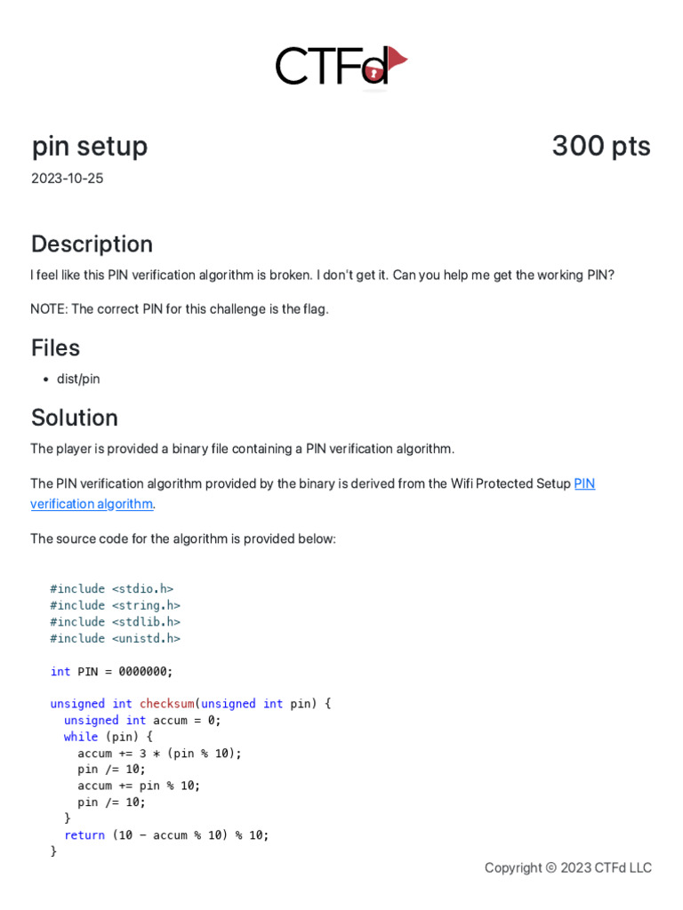 Pin Setup | PDF