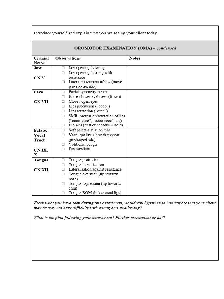 Condensed Oromotor Exam | PDF | Foreign Language Studies | Science ...