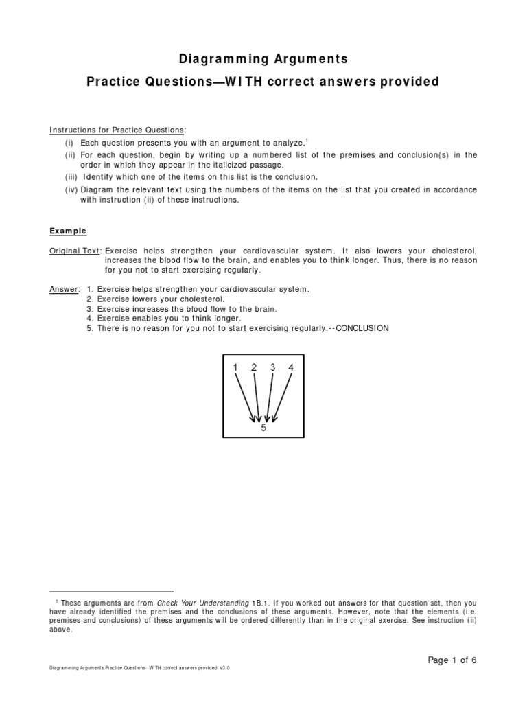 Diagramming Arguments Practice Questions-WITH Correct Answers Provided v3.0 | PDF | Argument | Fat