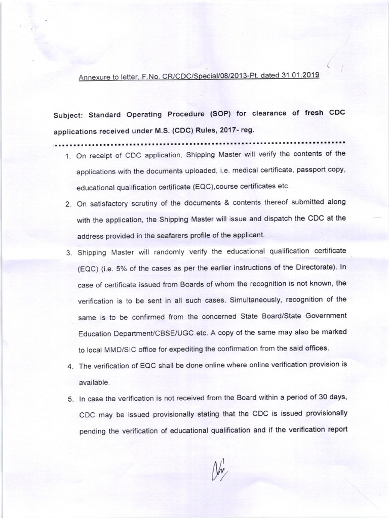 SOP Fresh CDC Application | PDF | Government