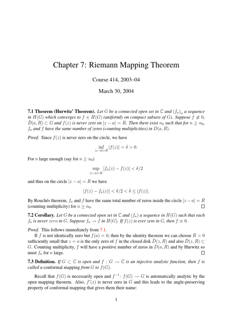 414-ch7 Riemann Mapping Theorem | PDF | Function (Mathematics) | Circle