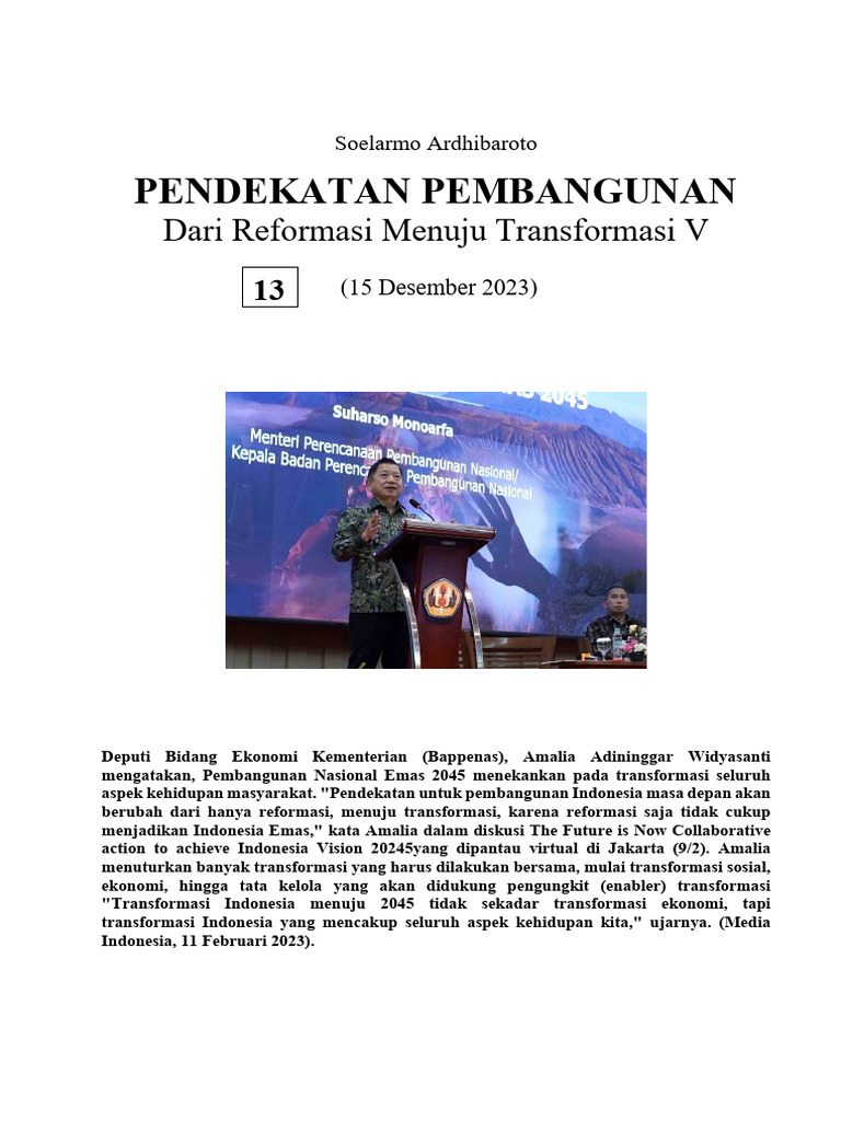 Pendekatan Pembangunan (Dari Reformasi Menjadi Transformasi) | PDF ...