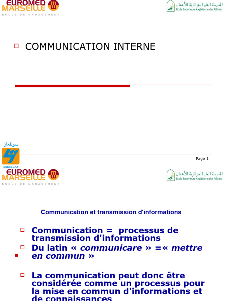 Communication 1 | PDF | la communication