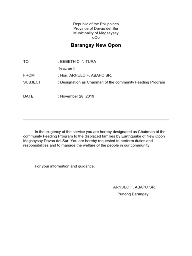 Barangay Designation | PDF