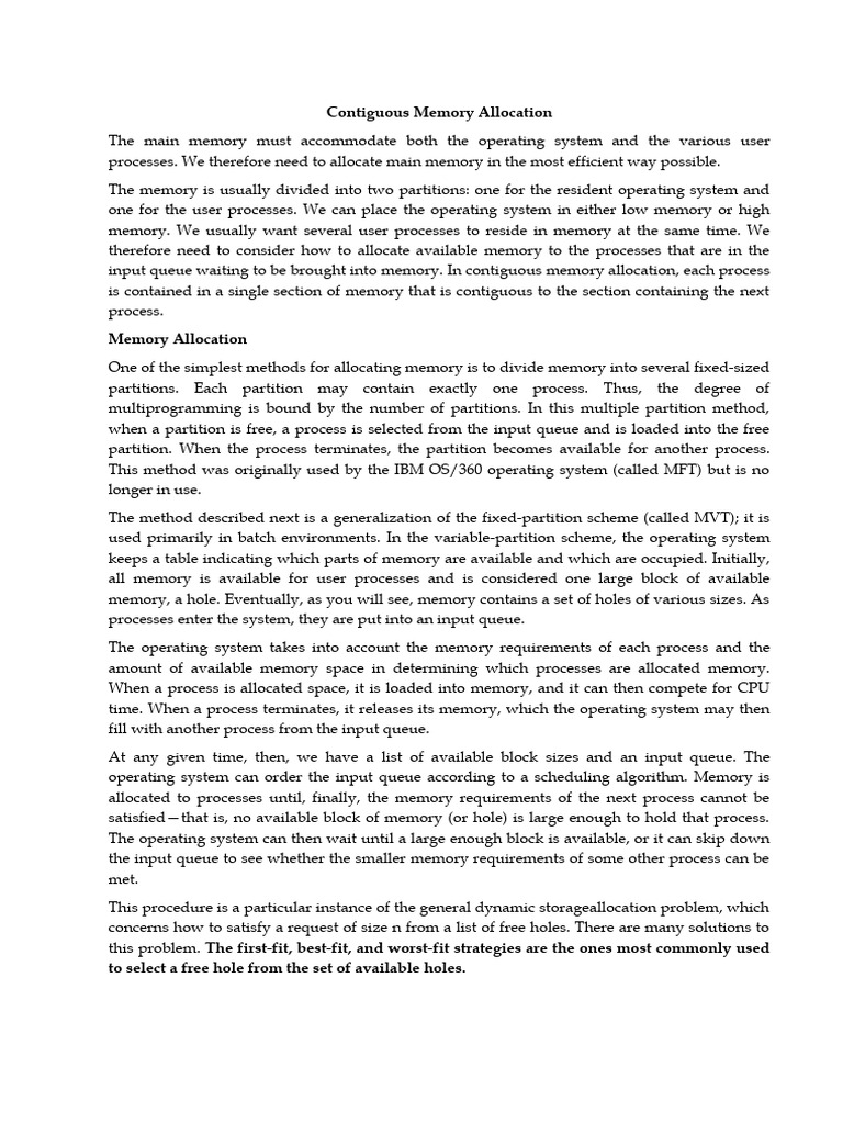 4.3 Contiguous Memory Allocation | Download Free PDF | System Software | Computer Data