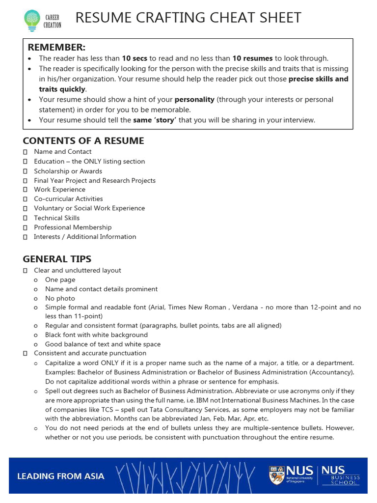 UG Resume Crafting Cheat Sheet 2022 | PDF | Résumé | Linguistics UG Resume Crafting Cheat Sheet 2022 | PDF | Résumé | Linguistics
