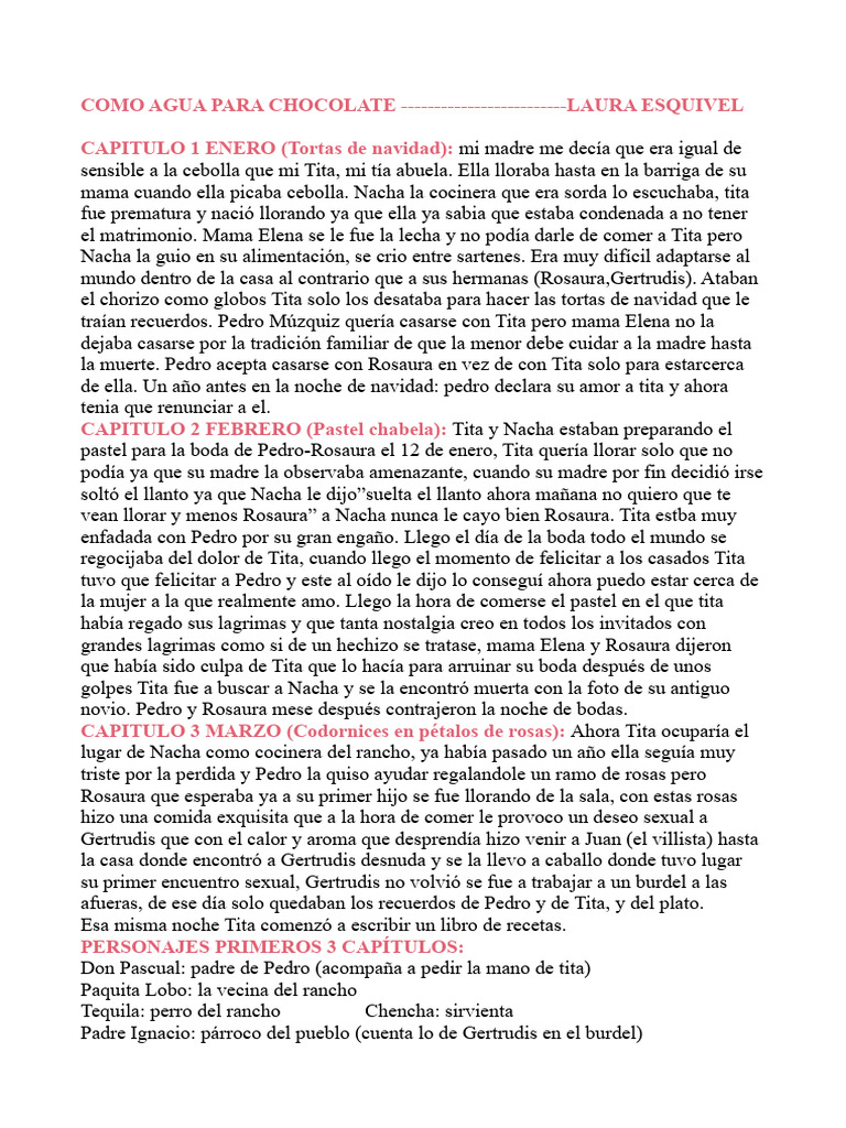Como Agua para Chocolate | PDF | Alimentos