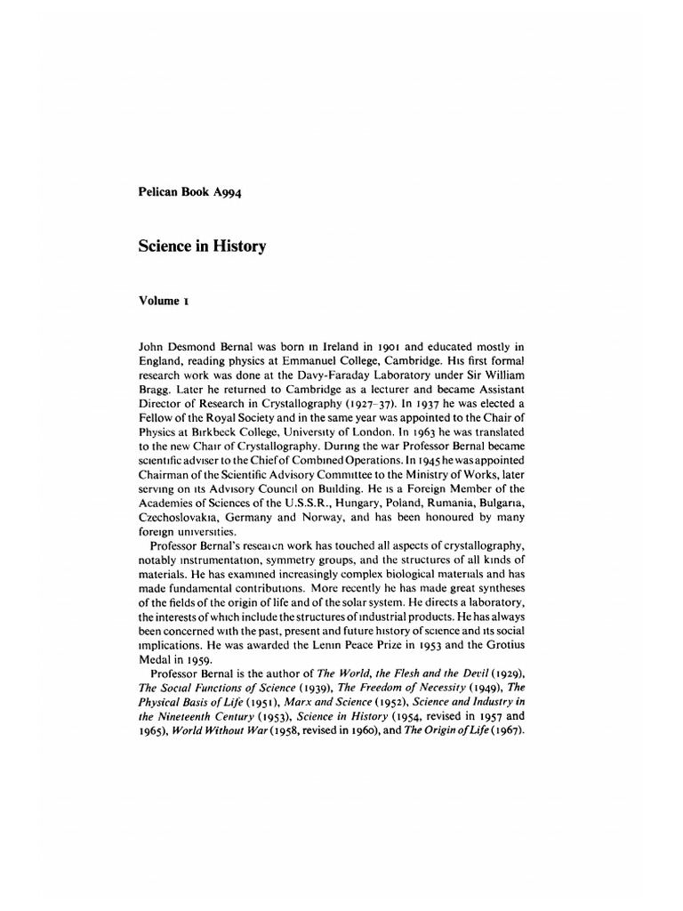 EXCERPT - ForClassUse Only - J. D. Bernal-Science in History, Volume 1 ...