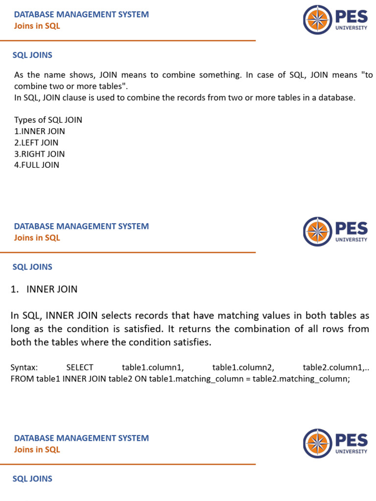 Joins in SQL: Database Management System | PDF | Data Management | Cybernetics