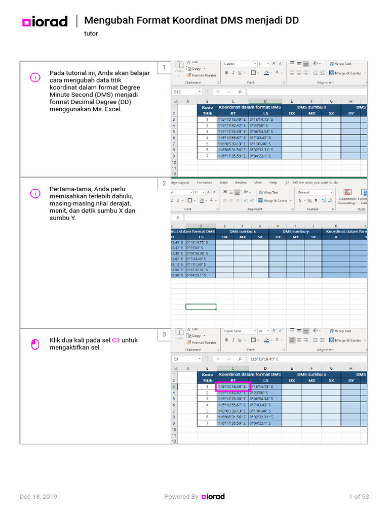 Mengubah Format Koordinat DMS Menjadi DD | PDF