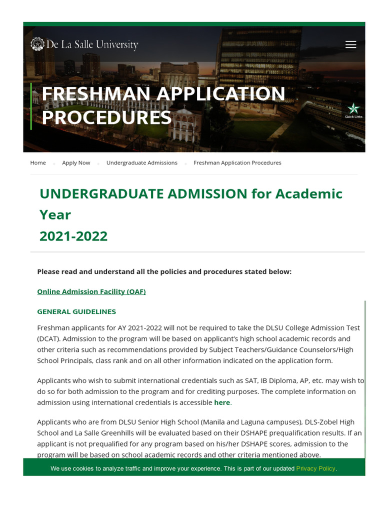 WWW Dlsu Edu PH Admissions Undergraduate Freshmen Procedures | PDF | Payments