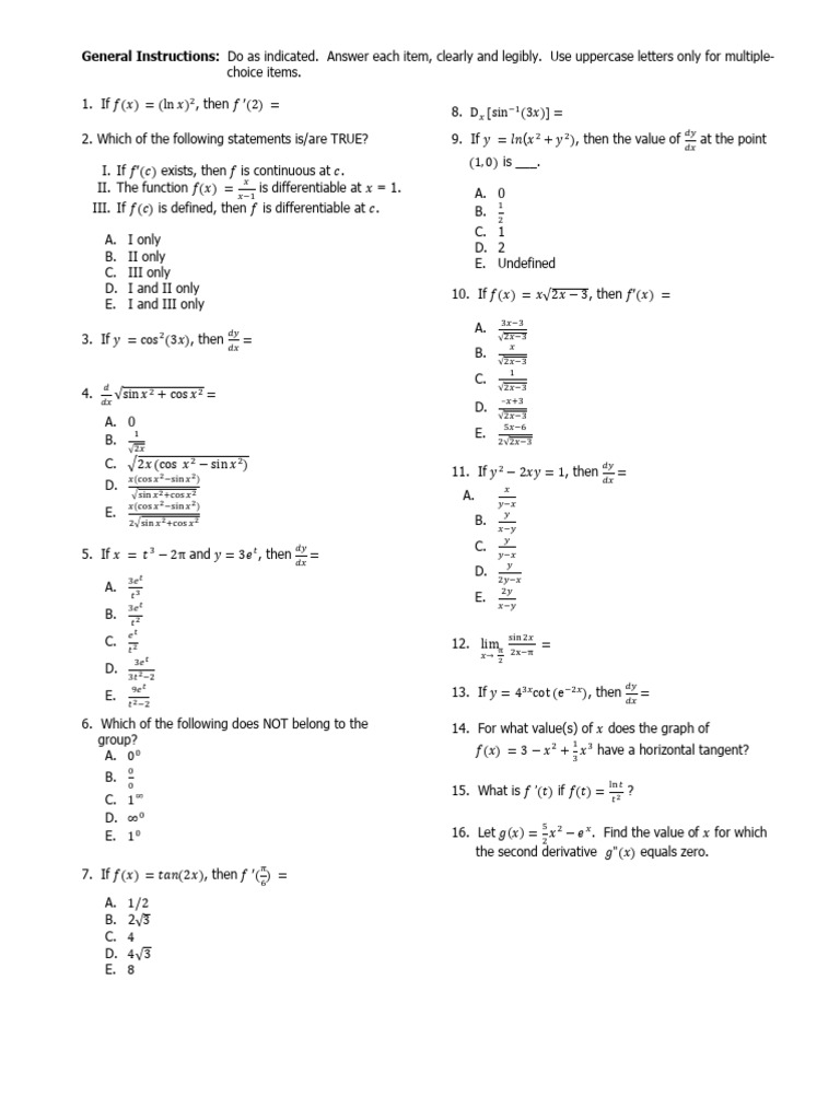 General Instructions: Do As Indicated. Answer Each Item, Clearly and ...