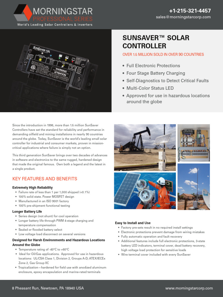 Datasheet Sunsaver en | PDF | Reliability Engineering | Electric Power