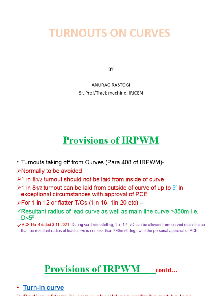 Turnouts On Curves Modified Pdf Road Transport Rail Infrastructure