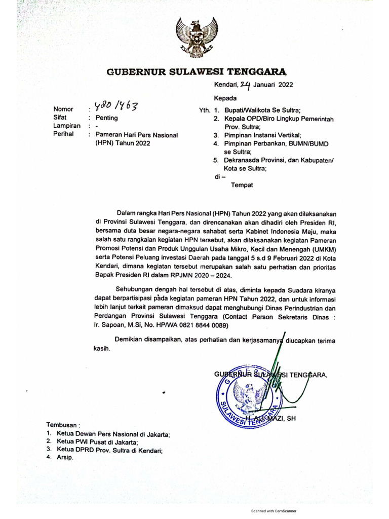 Surat Pameran Hari Pers Nasional | PDF