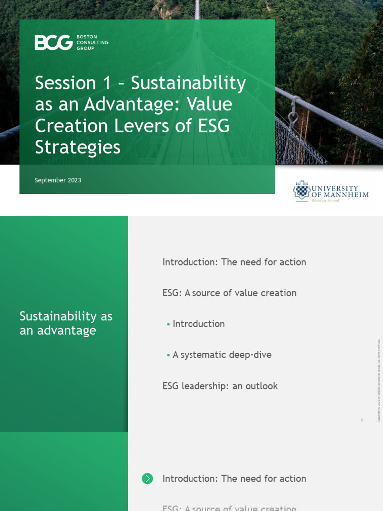 Lecture 1 - Sustainability Value Creation | PDF | Climate Change Mitigation | Sustainability