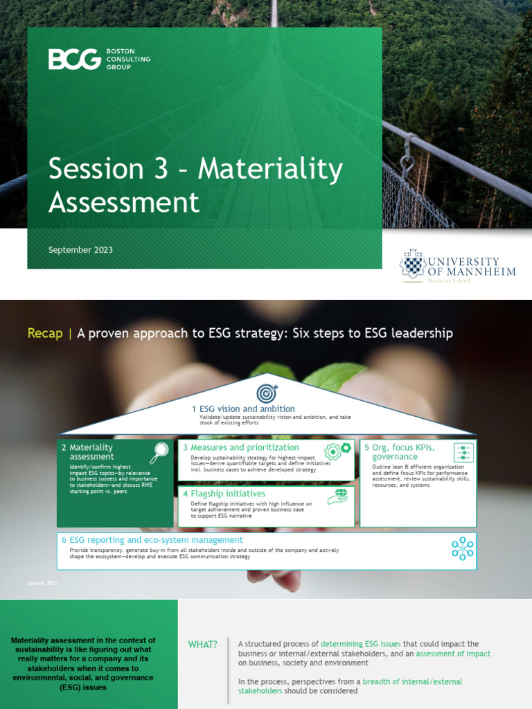 Lecture 3 - Materiality Assessment | PDF | Sustainability | Life Cycle ...