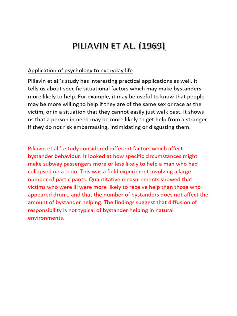Piliavin Issues and Debates | PDF