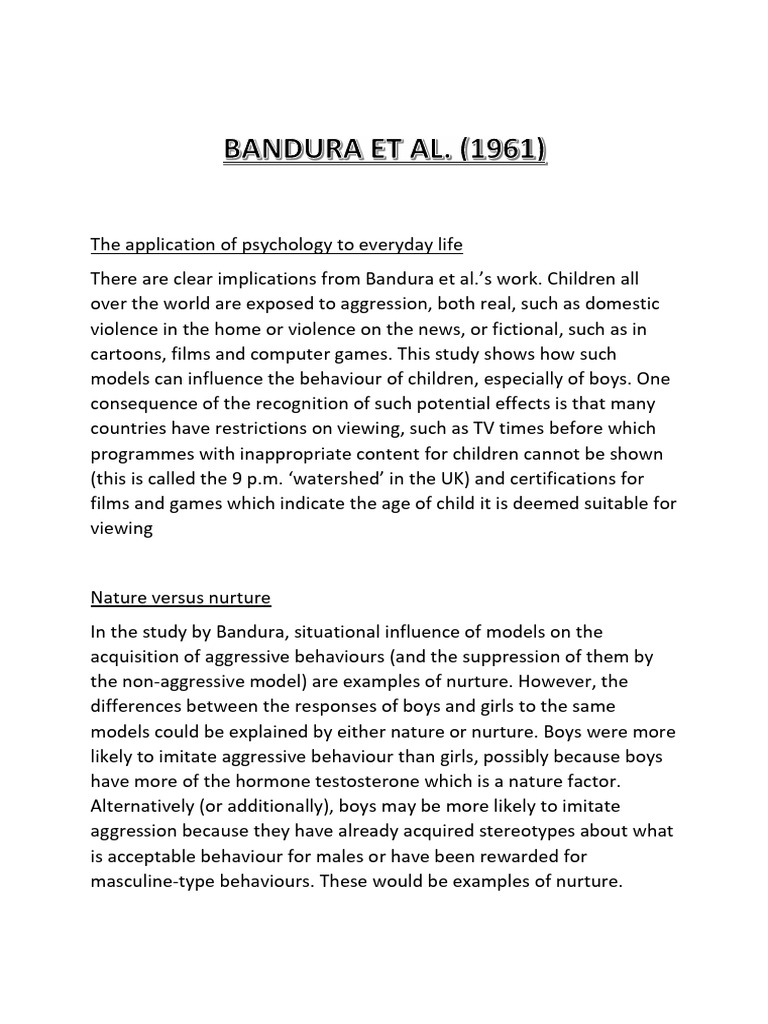 Bandura Et Al Issues and Debates | PDF | Self-Improvement