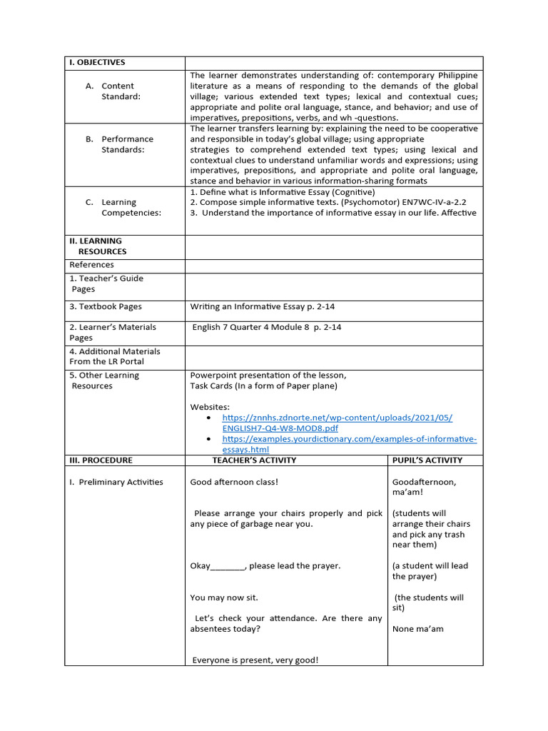 SRF Lesson Plan | PDF | Essays | Learning
