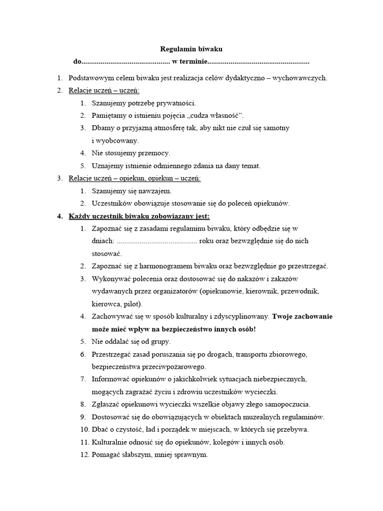 5 Regulamin Biwaku 1525885198 | PDF