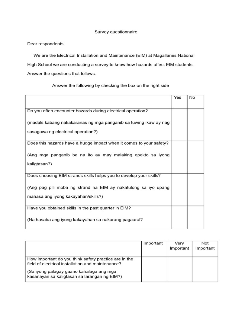 EIM Student Safety Survey | PDF