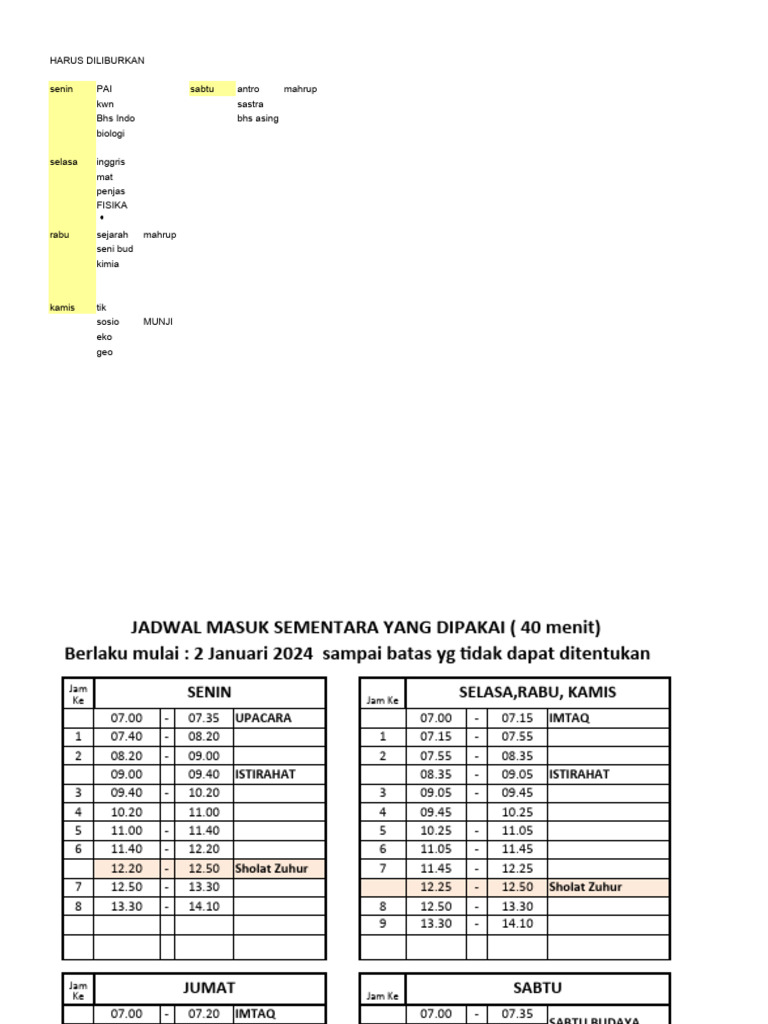 Jadwal Moving Genap | PDF
