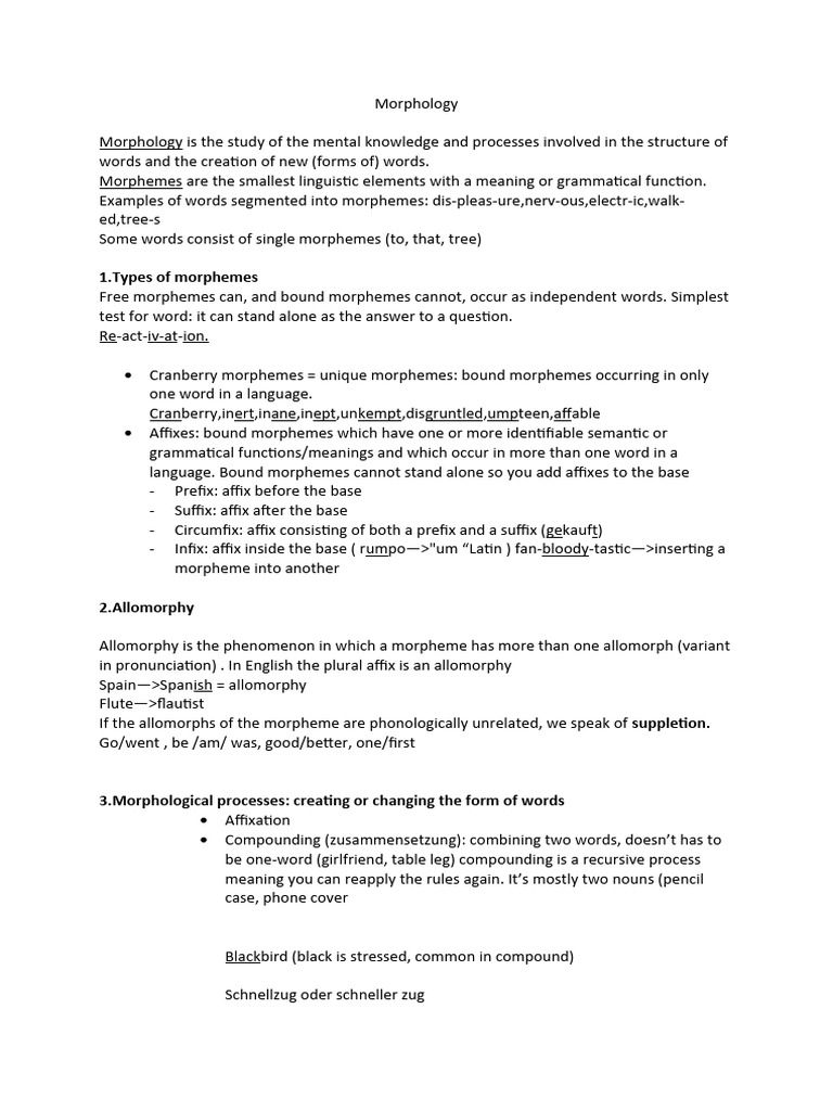 Morphology | PDF | Word | Morphology (Linguistics)