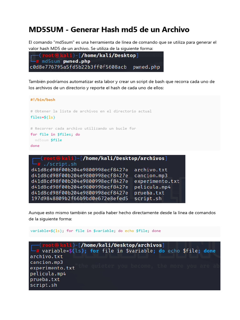 MD5SUM - Generar Hash md5 de Un Archivo | PDF