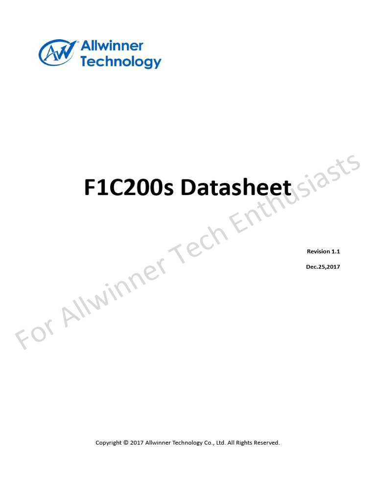 Allwinner F1C200s Datasheet V1 1 | PDF | License | Electronics