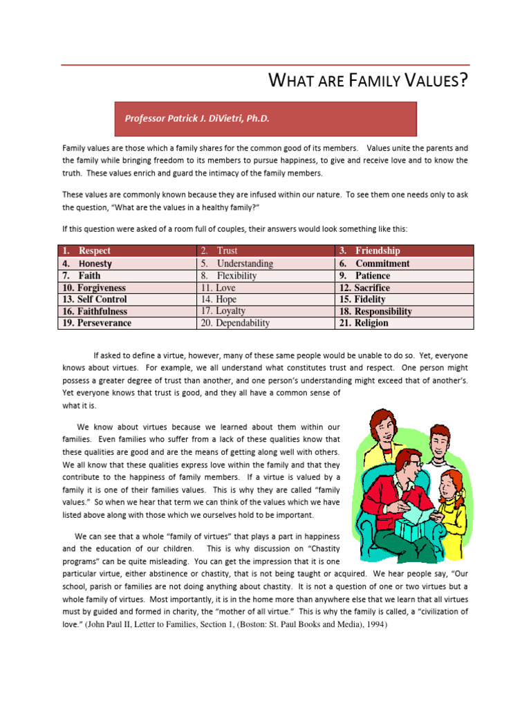 What Are Family Values | Download Free PDF | Love | Ethical Principles