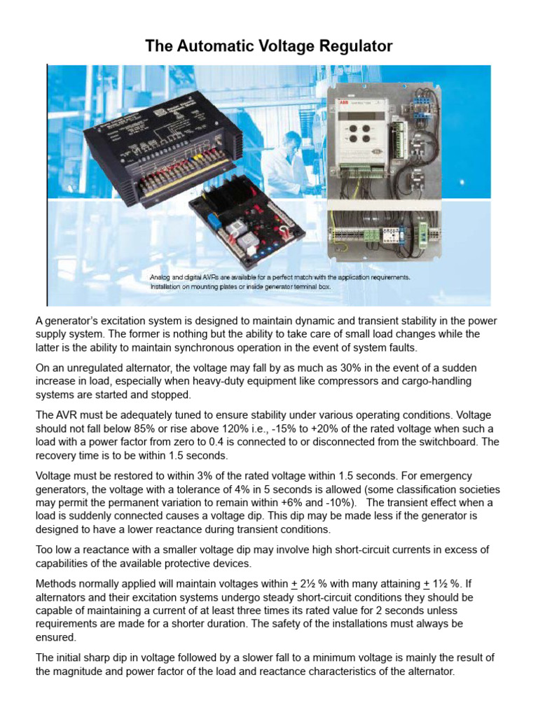 The Automatic Voltage Regulator | PDF | Electric Generator | Materials ...
