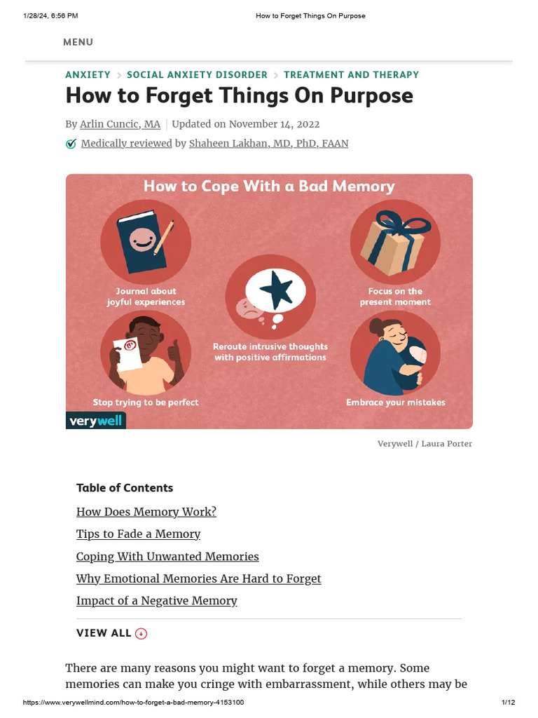 How To Forget Things On Purpose | PDF | Anxiety | Memory