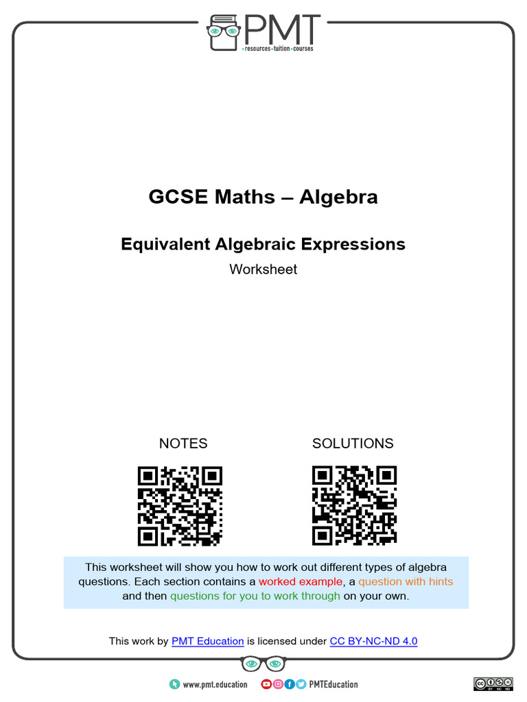 Equivalent Algebraic Expressions Guide | PDF | Equations | Numbers