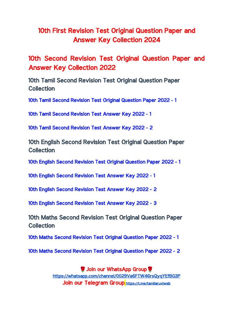 10th English Second Revision Papers 2024 | PDF | Qualifications | Student Assessment And Evaluation
