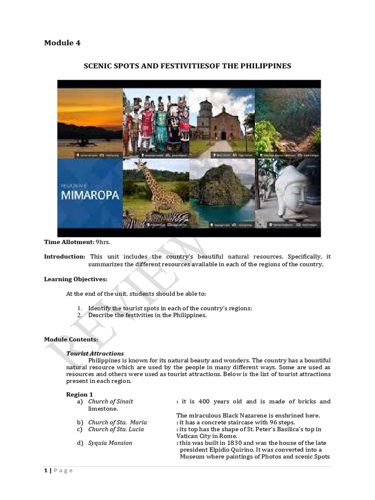 Scenic Spots and Festivities in the Philippines | PDF | Art | Science ...