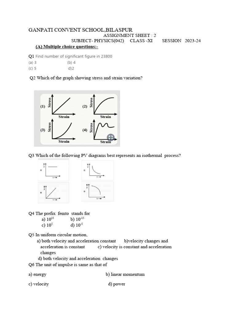 11 Physics Assignment 2 | PDF | Temperature | Force