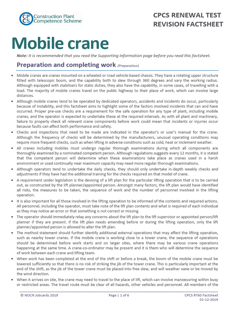 RT60 Mobile Crane | PDF | Crane (Machine) | Road
