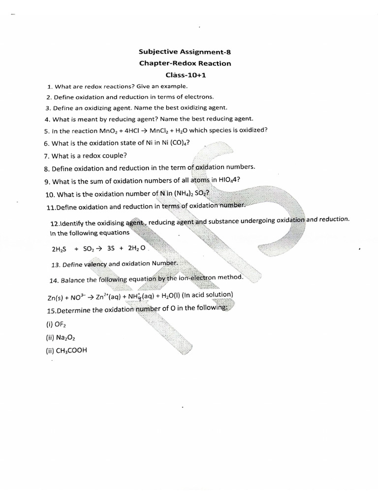 (+1) Redox Reaction-7 Assign | PDF