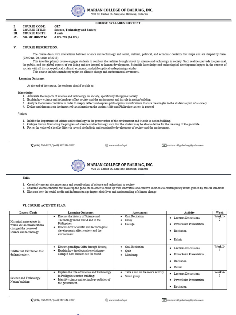 STS Syllabus | PDF | Science | Nanotechnology
