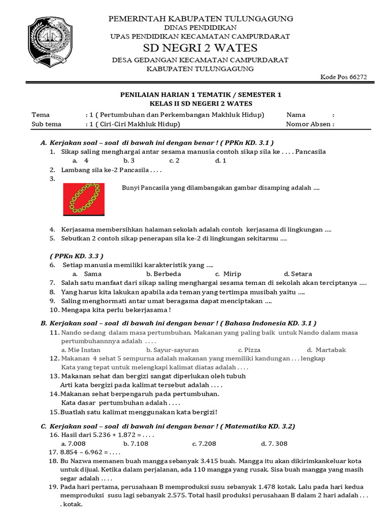 Analisis Tia (Tema 1 Subtema 1) | PDF
