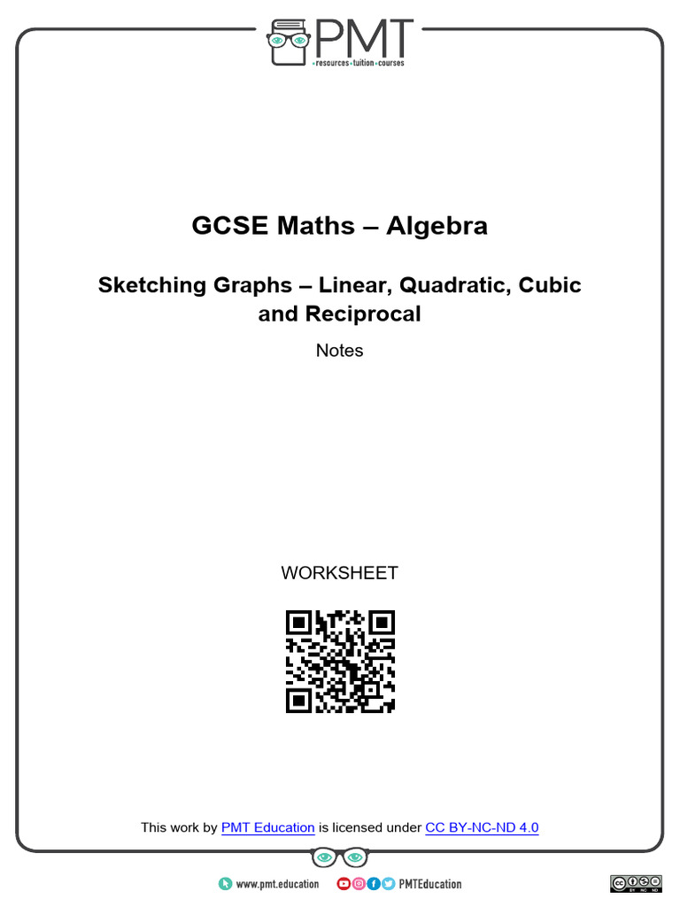 D. Sketching Graphs - Linear, Quadratic, Cubic and Reciprocal | PDF | Quadratic Equation | Equations