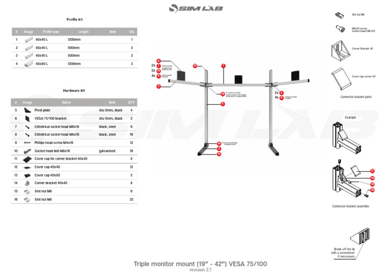 Triple Monitor Mount 75 100 Schematics 2 | PDF | Screw | Mechanical ...