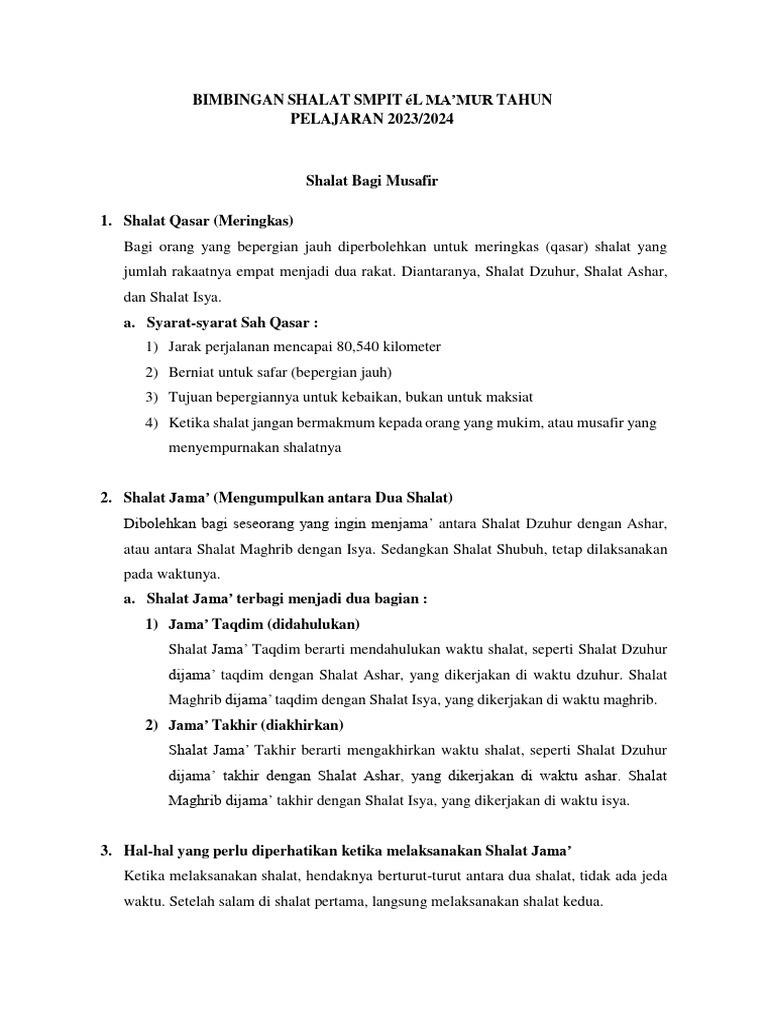 Niat Sholat Qoshr Jama' Taqdim-Takhir (Baru) | PDF