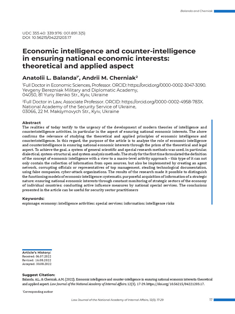Economic Intelligence and Counter-Intelligence | PDF ...
