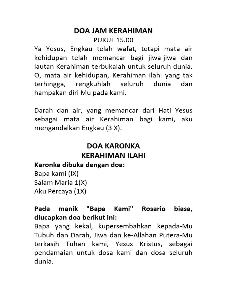 Doa Jam Kerahiman | PDF