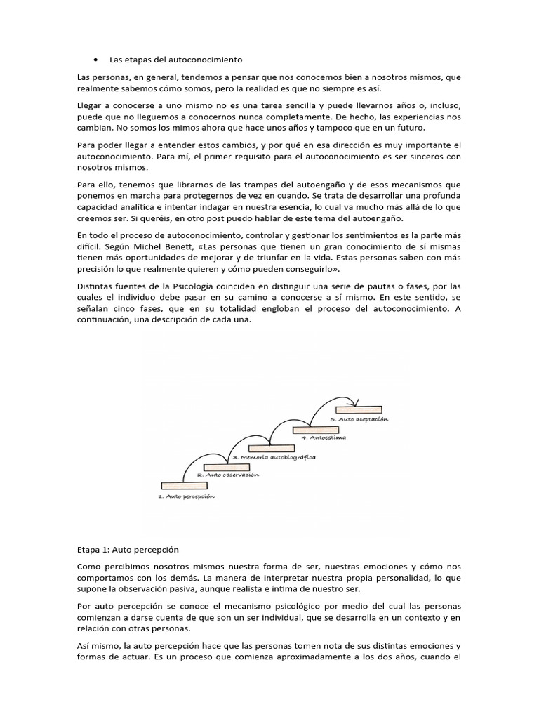 Las Etapas Del Autoconocimiento | PDF | Las emociones | Autoestima