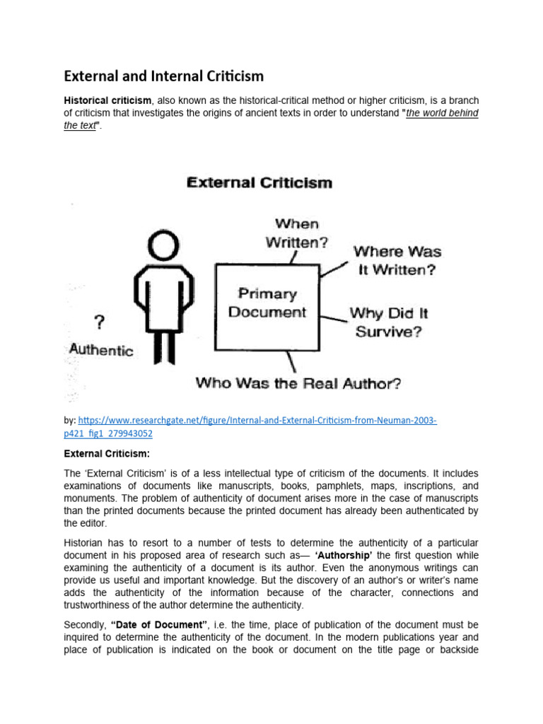 External and Internal Criticism | PDF | Truth | Manuscript